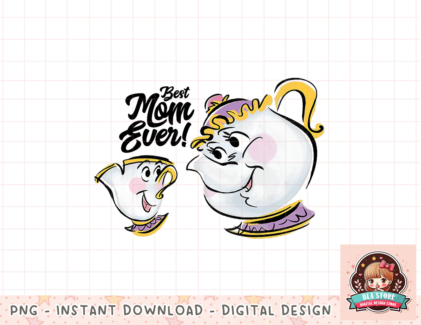 Disney Beauty and the Beast Chip Mrs. Potts Best Mom Ever pn | Inspire ...