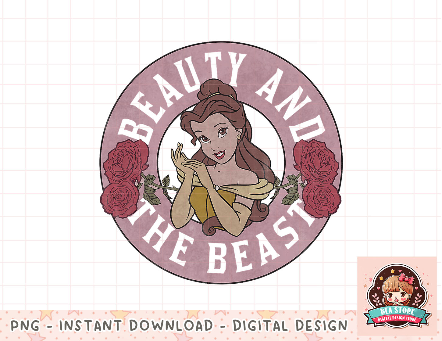 Disney Beauty And The Beast Circle Belle With Roses png, ins - Inspire ...
