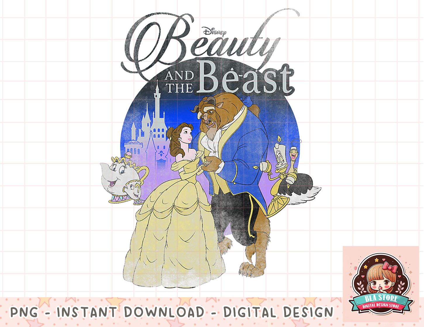 Disney Beauty and the Beast Classic Vintage Movie Poster png - Inspire ...