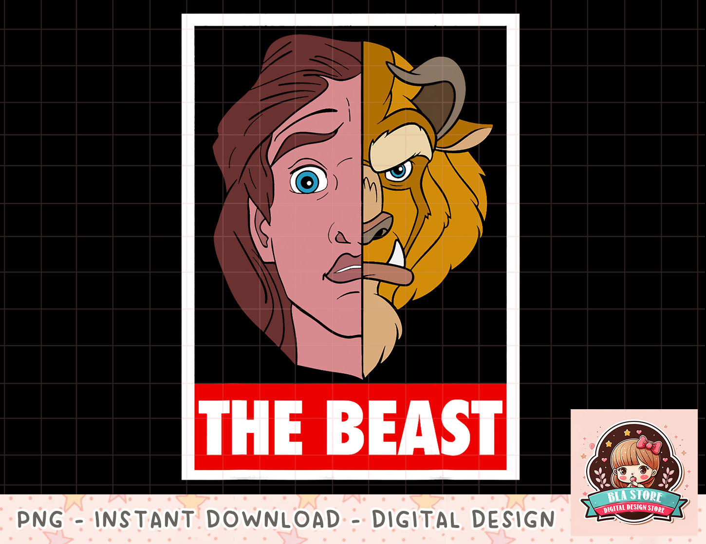Disney Beauty And The Beast Prince Face Split Poster png, in | Inspire ...