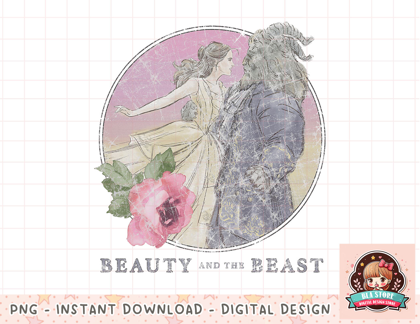 Disney Beauty And The Beast Vintage Dancing png, instant dow | Inspire ...