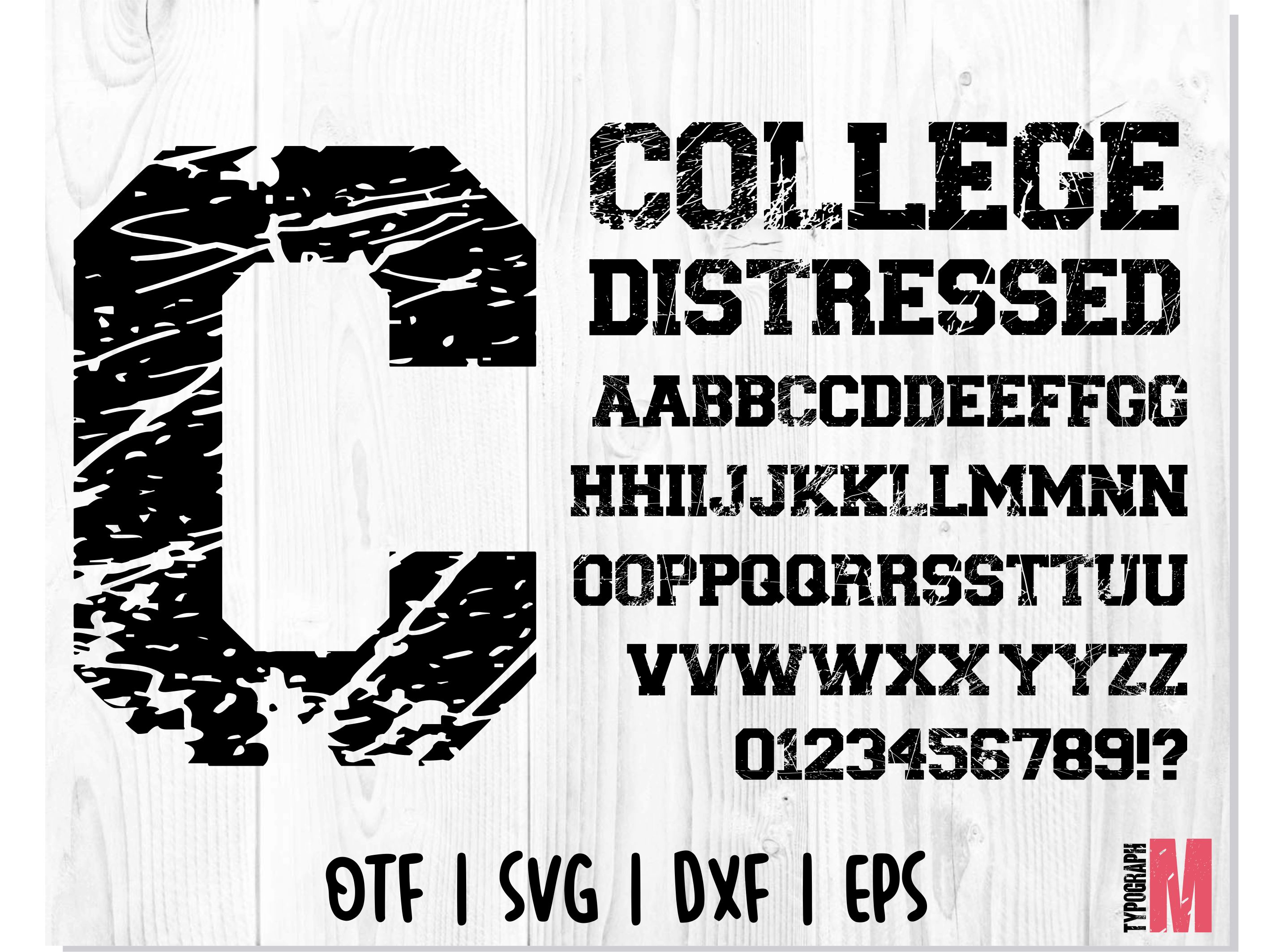 College Distressed font OTF | Varsity Distressed font letter | Inspire ...
