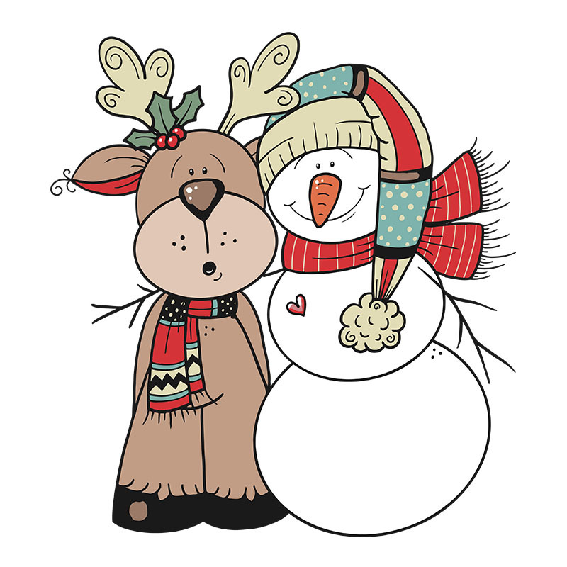 Christmas Reindeer Snowman Clip Art Designs Graphics Illustr | Inspire ...