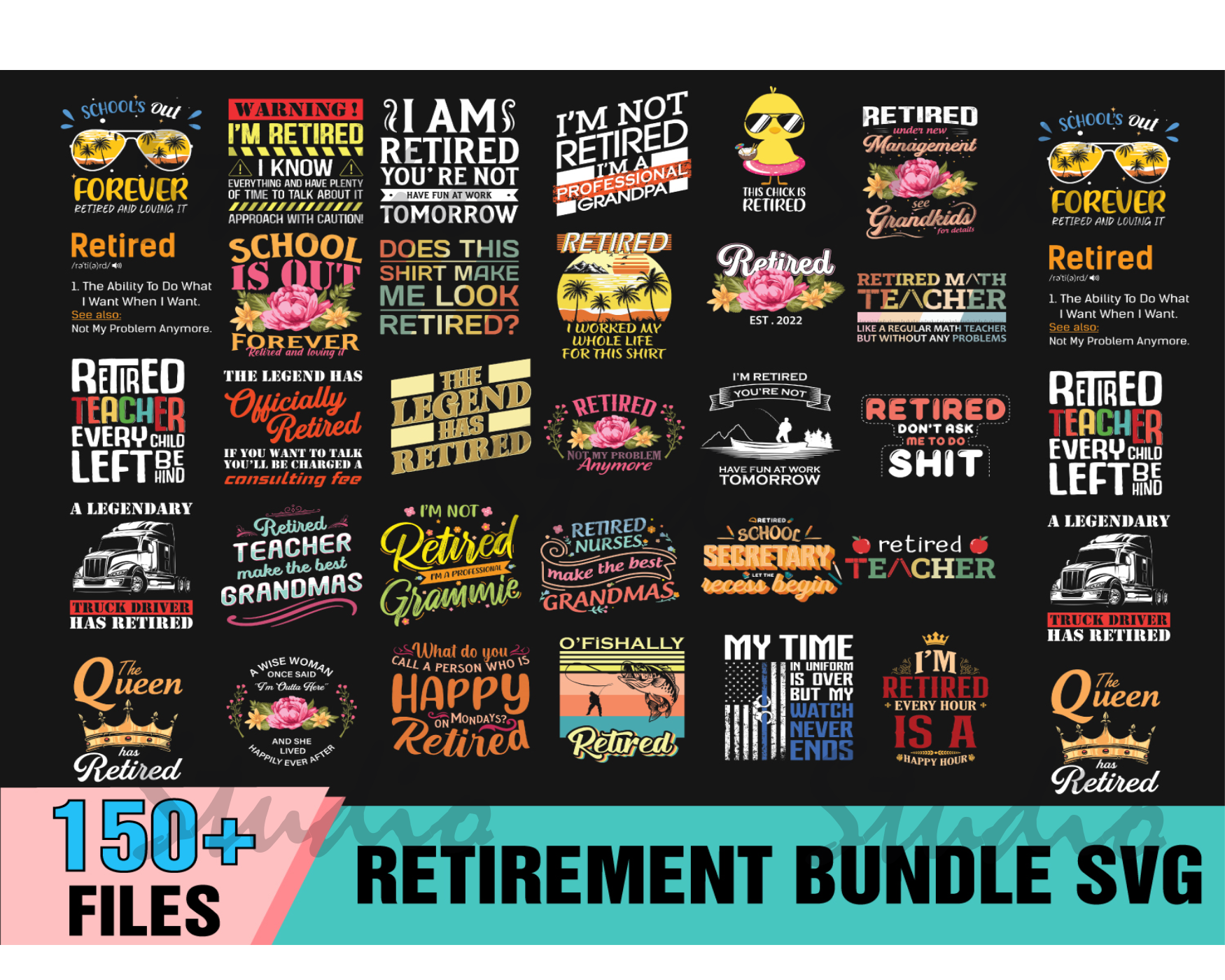 150 Retirement Bundle SVG, Retired Bundle, Retired Svg, Reti | Inspire ...