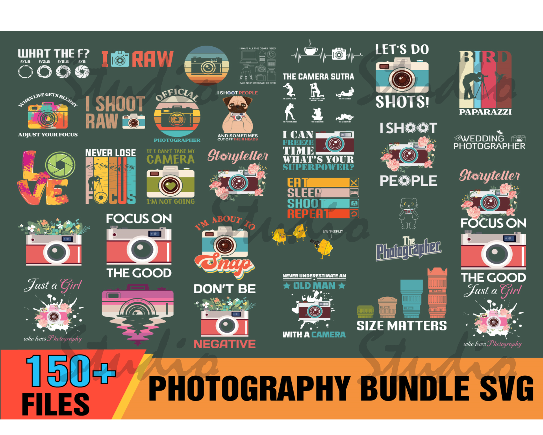150 Photography Bunlde SVG, Camera Svg, Camera Man, Photogra - Inspire ...