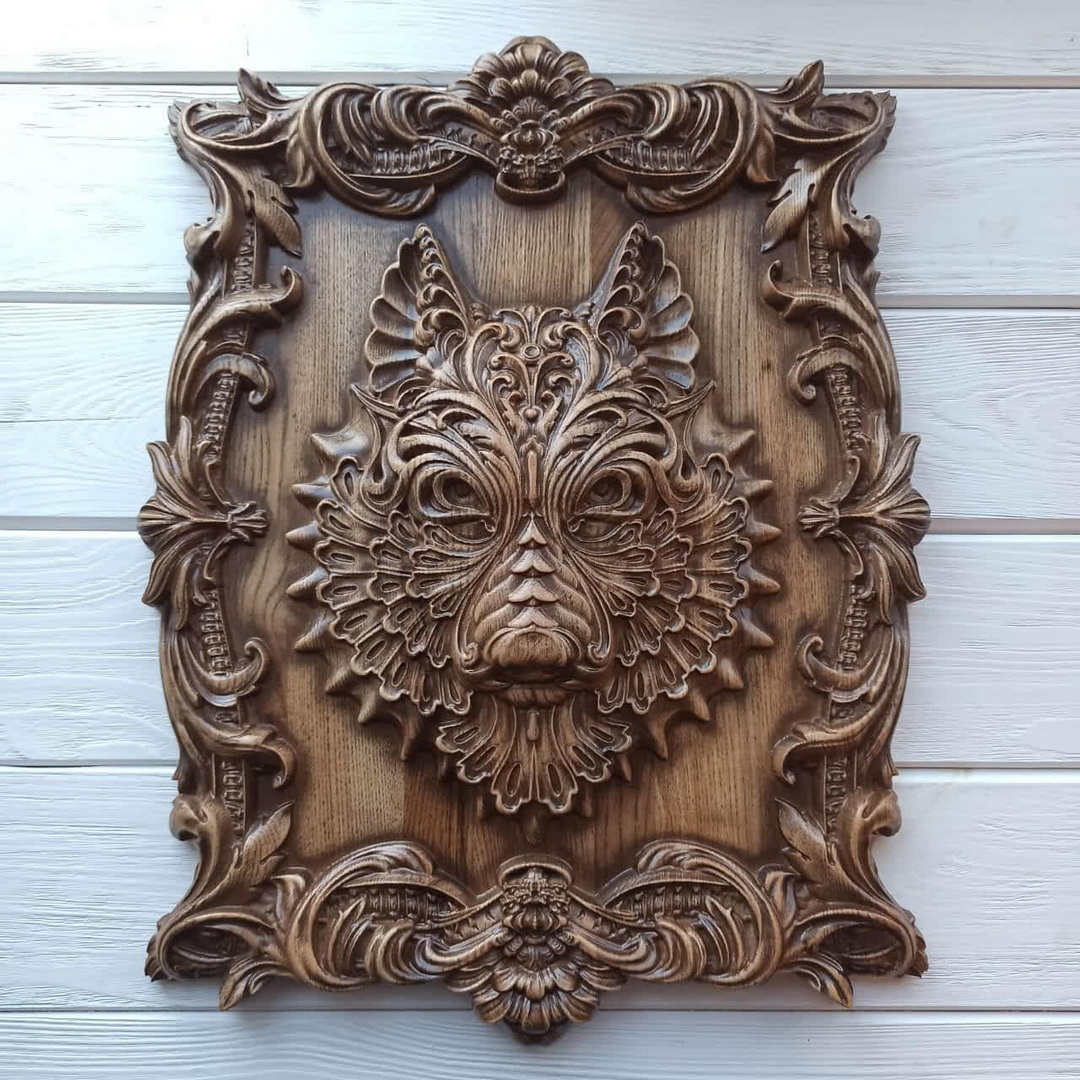 3D Wooden Picture WOLF Wood Carving Wall Art Wooden Art Dec - Inspire ...