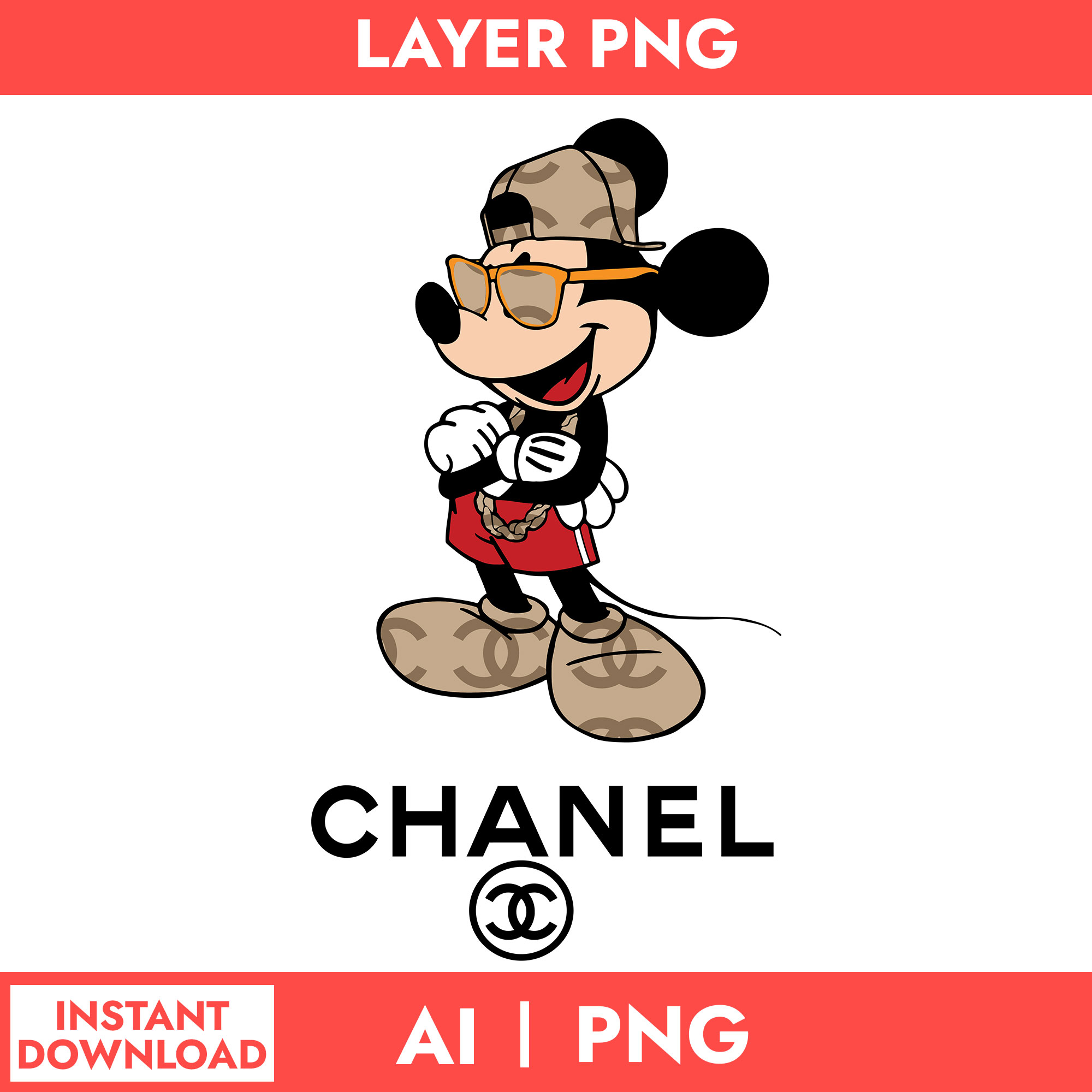 Mickey Wear Glasses Chanel Png, Chanel Logo Png, Mickey Png, - Inspire ...