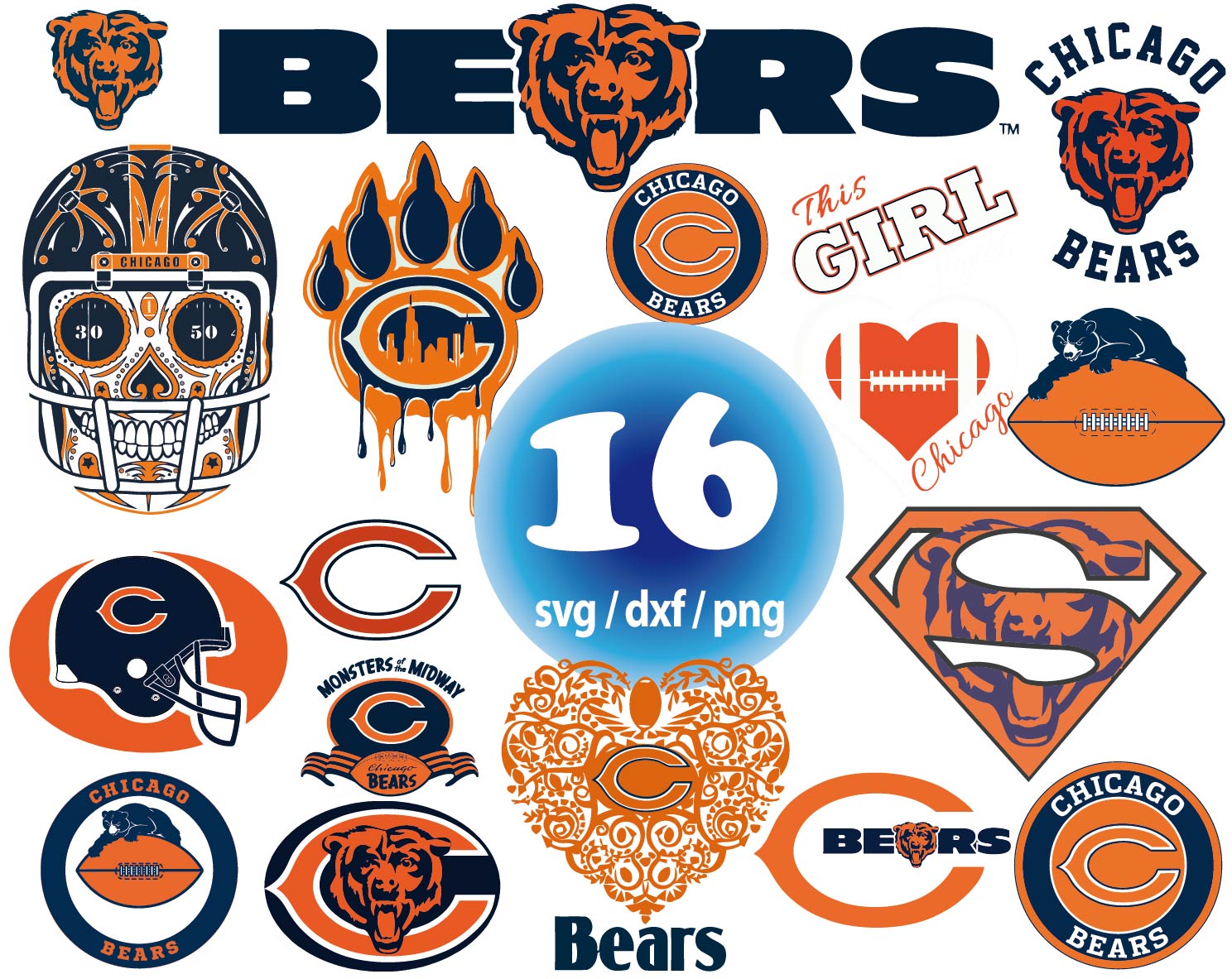 Chicago Bears svg, NFL team svg, Chicago Bears png, sport | Inspire Uplift