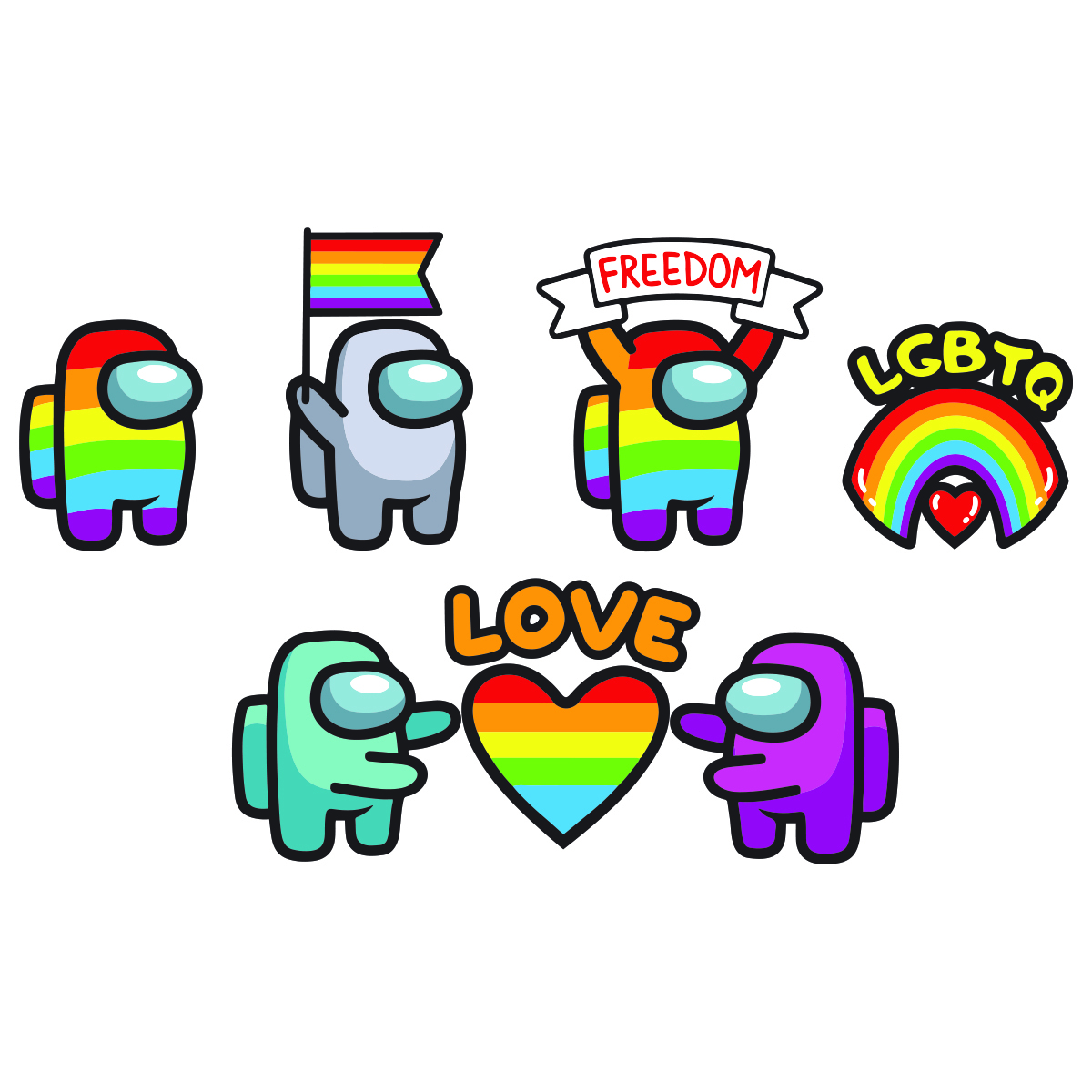 Among Us LGBTQ Rainbow Pride Among Us Svg, Valentine Svg, Am | Inspire ...