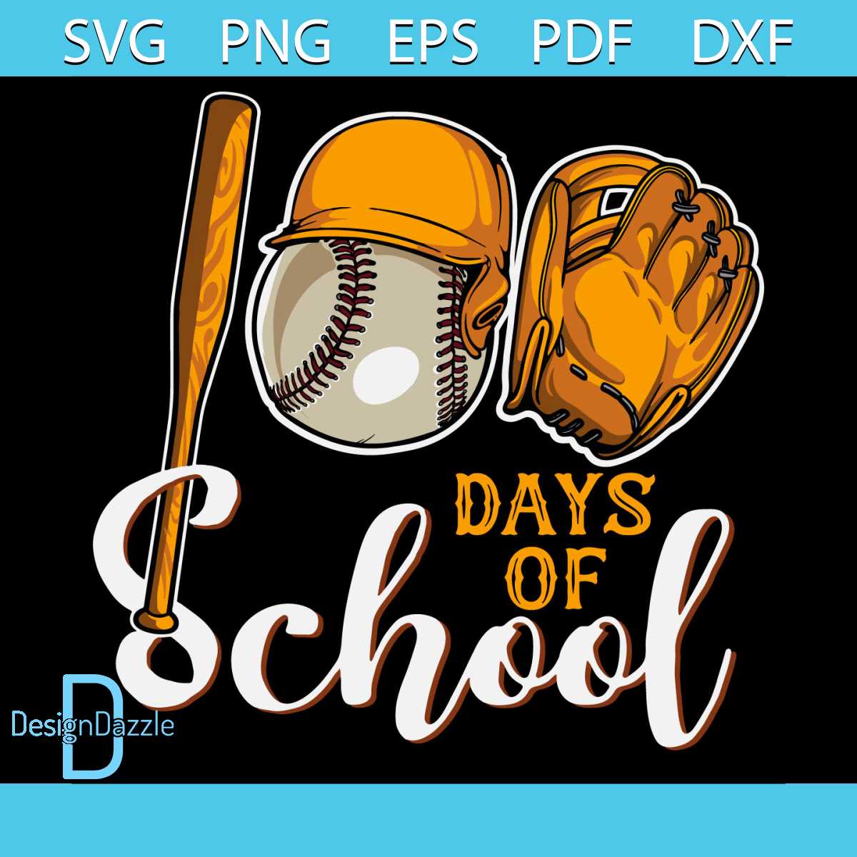 Baseball 100 Days of School Svg, Happy 100th Day Svg | Inspire Uplift