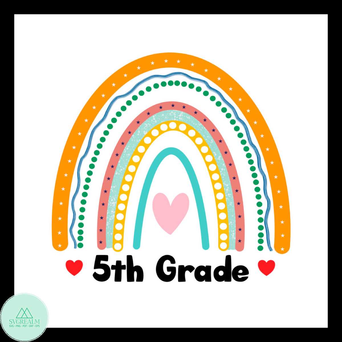 5th Grade rainbow SVG PNG, boho rainbow PNG, | Inspire Uplift