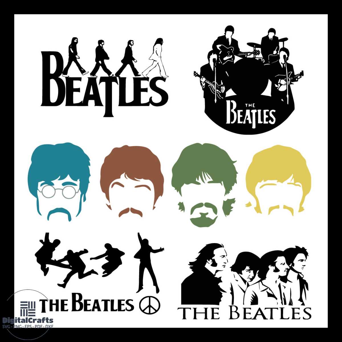 The Beatles Bundle SVG, Rock Band Svg, Rock Band Logo Svg, M | Inspire ...