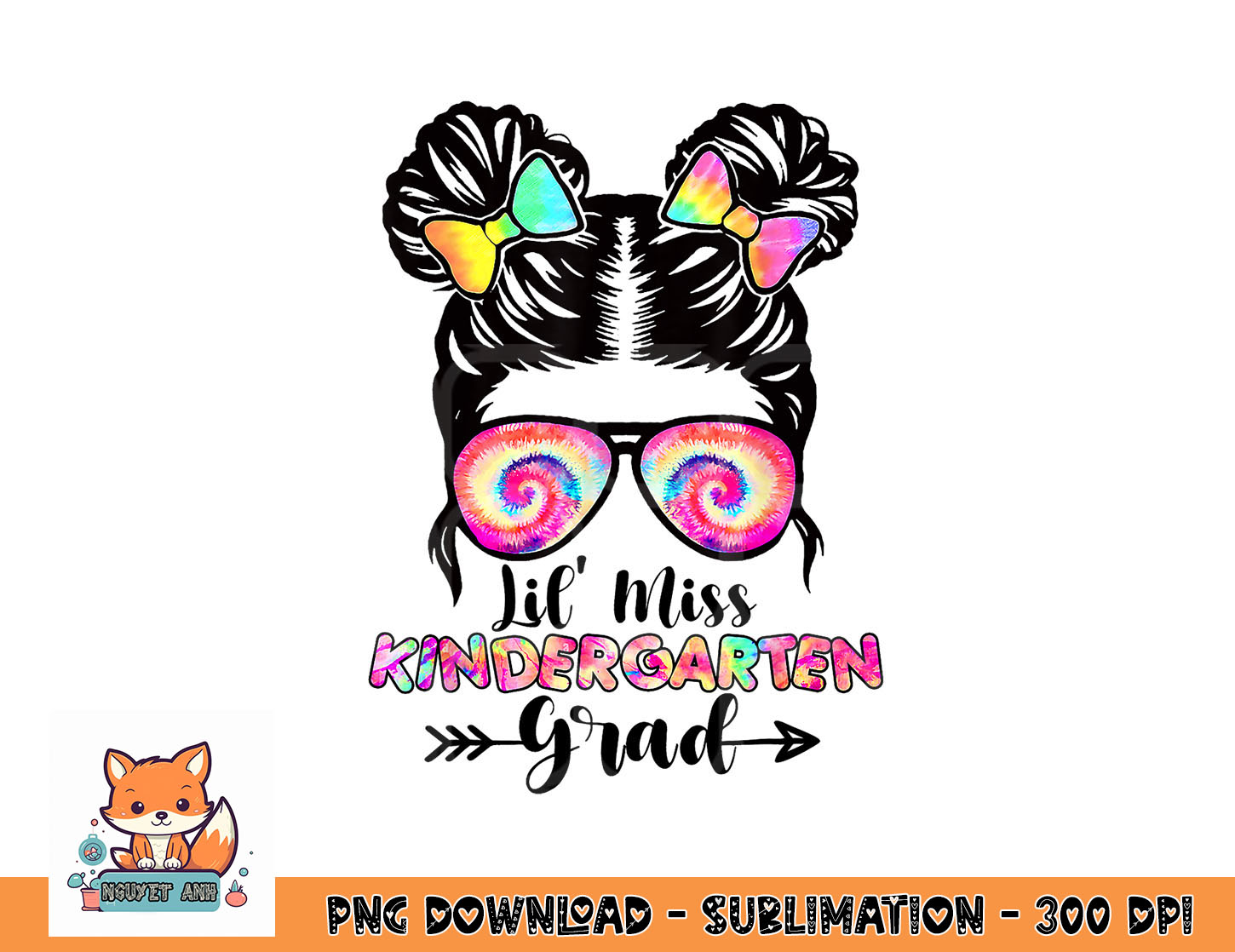 Lil Miss Kindergarten Grad Graduation Messy Bun Girls Kids - Inspire Uplift