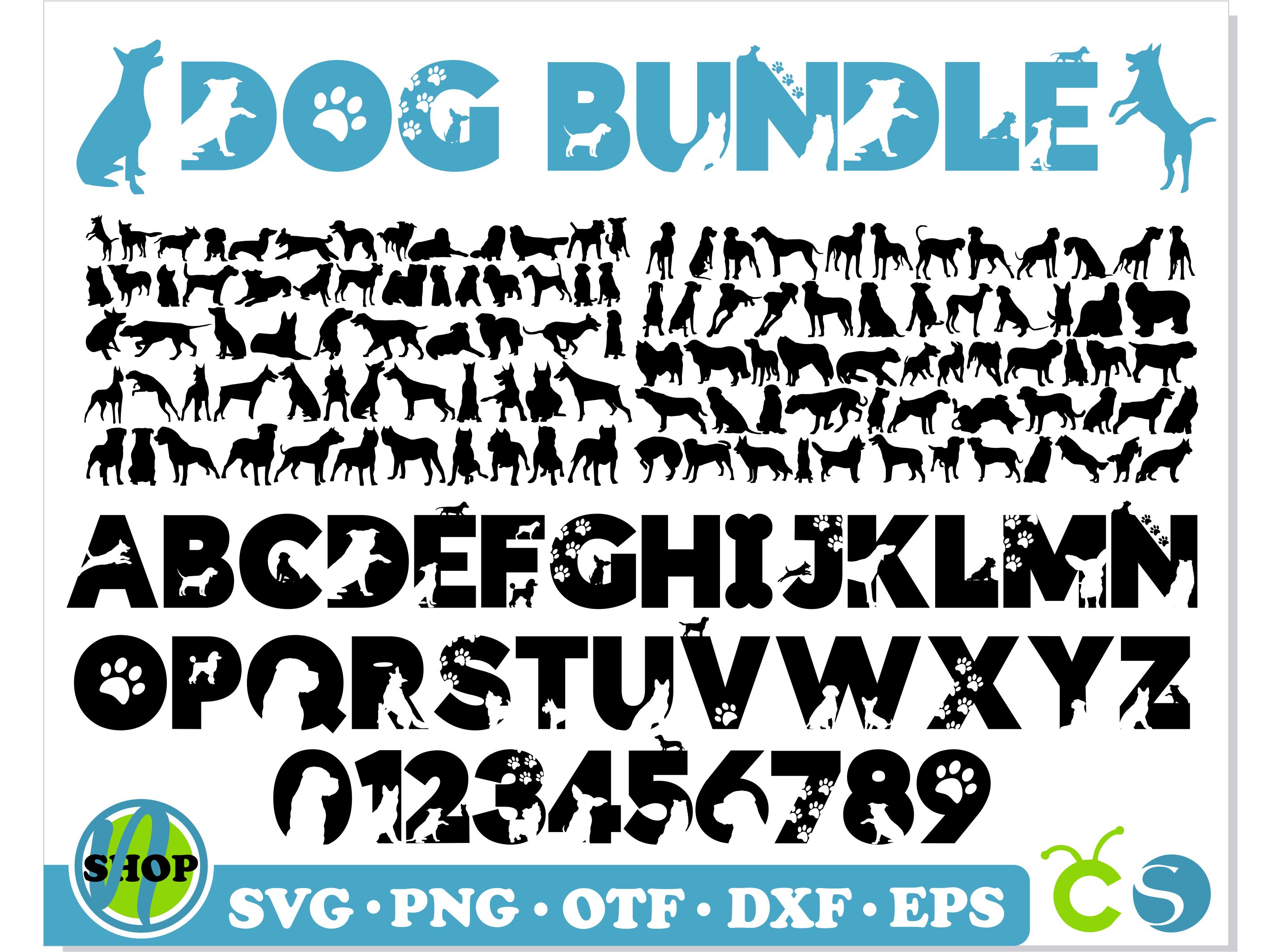 Dog Bundle SVG | Dog Font otf, Dog Font svg Cricut, Dog svg, - Inspire ...