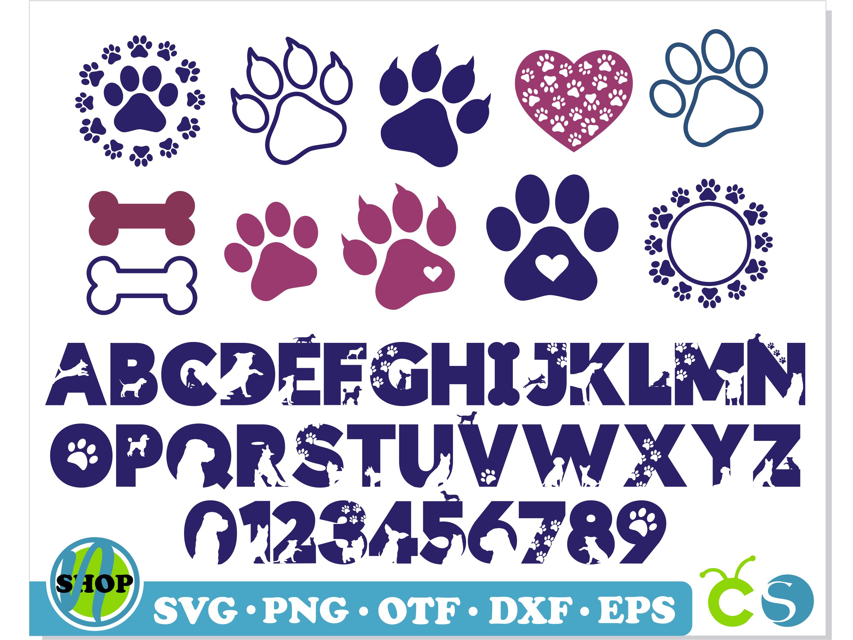 Dog Bundle SVG | Dog Font svg Cricut, Dog Paw svg, Dog Font - Inspire ...