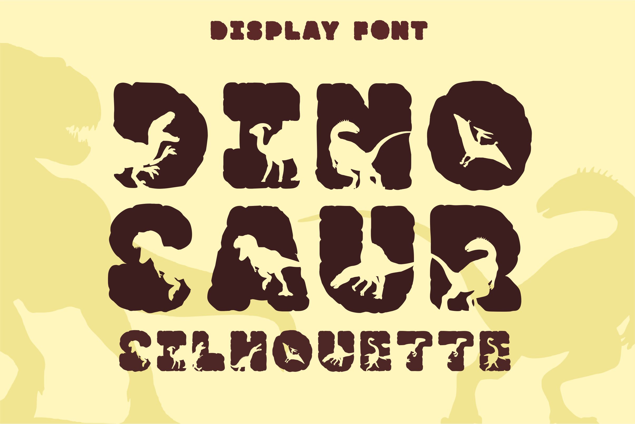 Dinosaur Silhouette Font OTF, Dino Font SVG Silhouette, Dino | Inspire Uplift