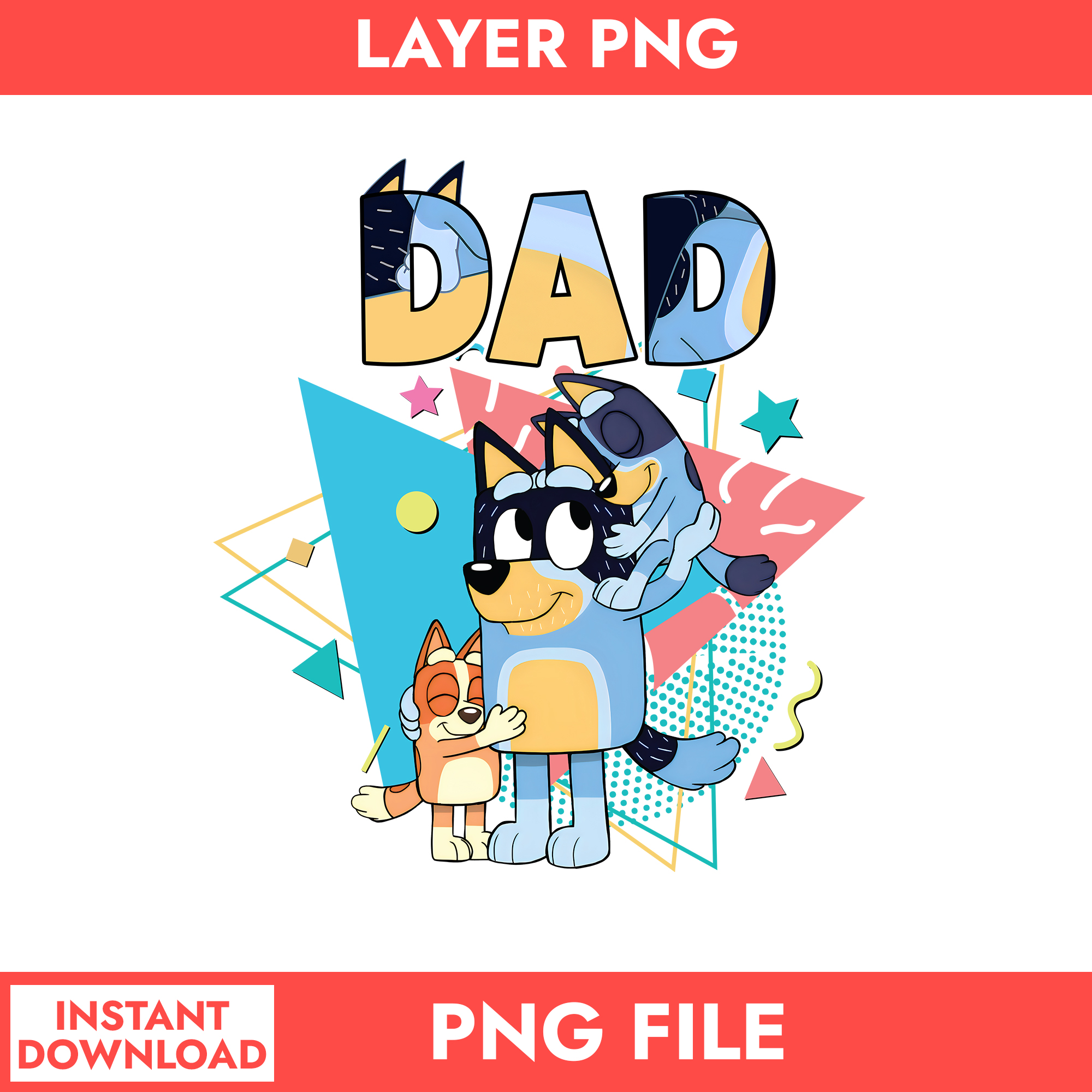 Funny Bluey Rad Dad PNG Bundle Sublimation Download, 57% OFF