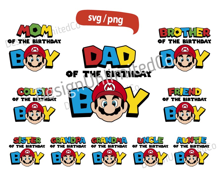 Dad Of The Birthday Mario Bros svg, Super Mario Family svg, - Inspire ...