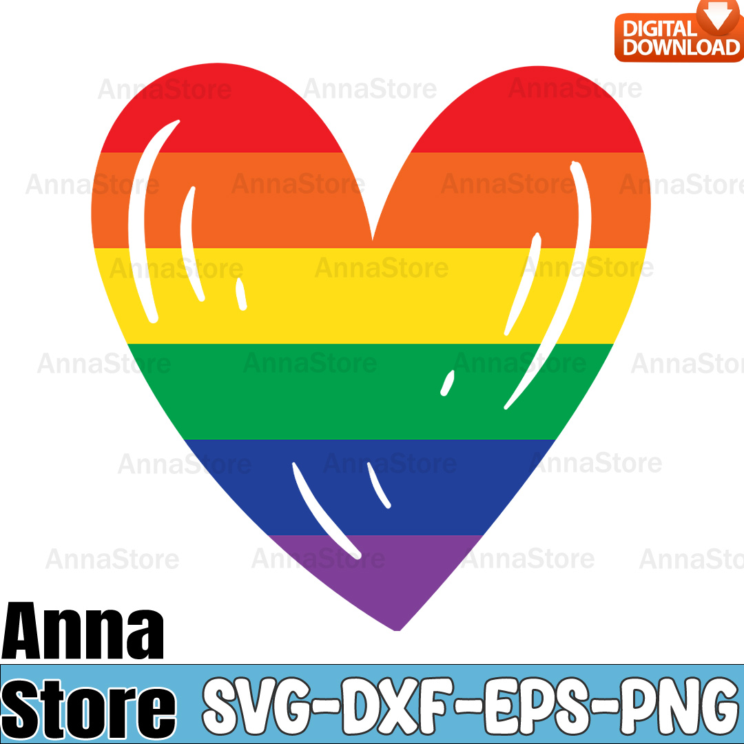 Big Heart Rainbow Pride LGBTQ Svg,LGBT SVG,Lesbian Svg , Gay | Inspire Uplift