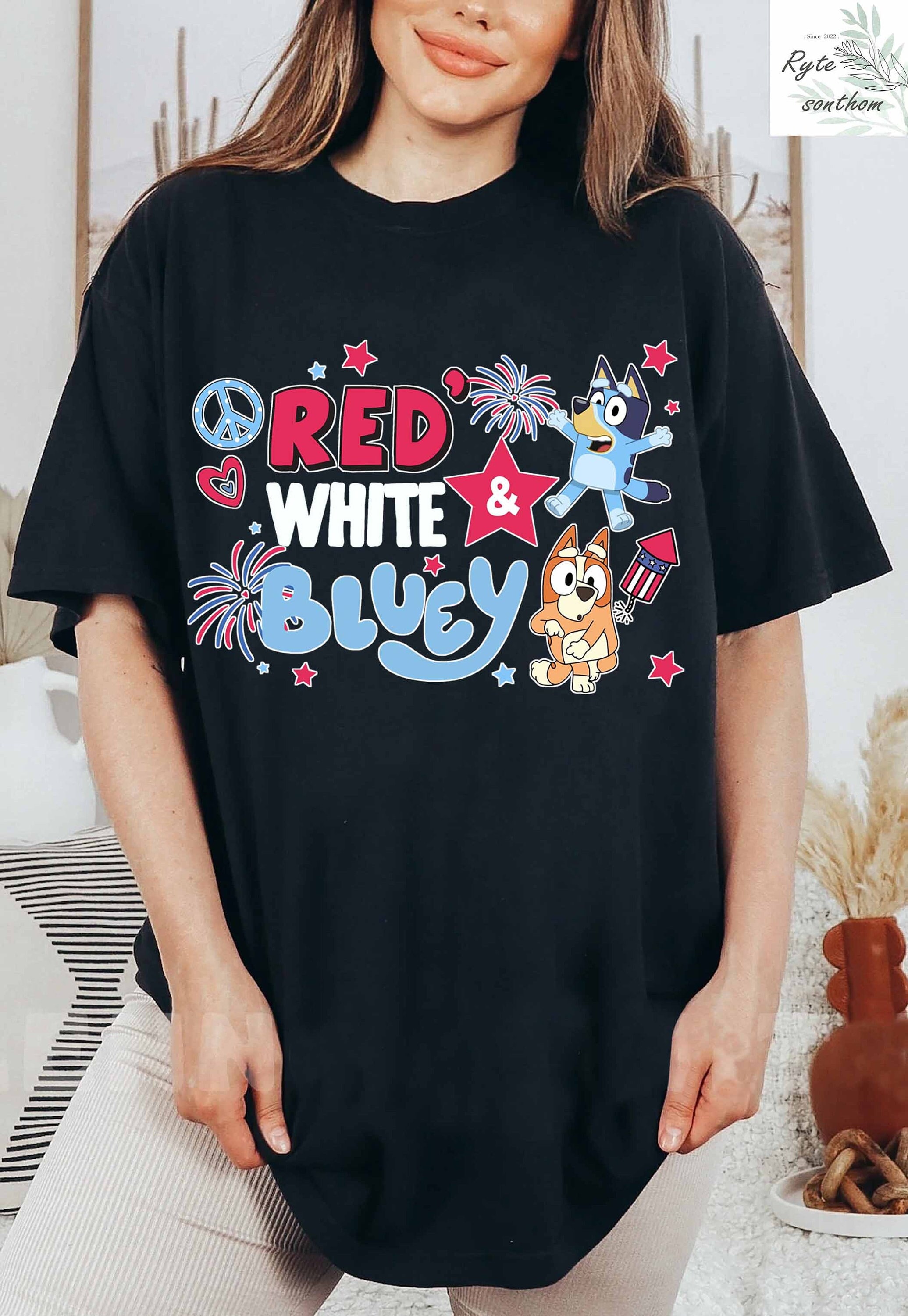 Red White and Bluey Comfort Colors Digital ver 2, Bluey and - Inspire ...