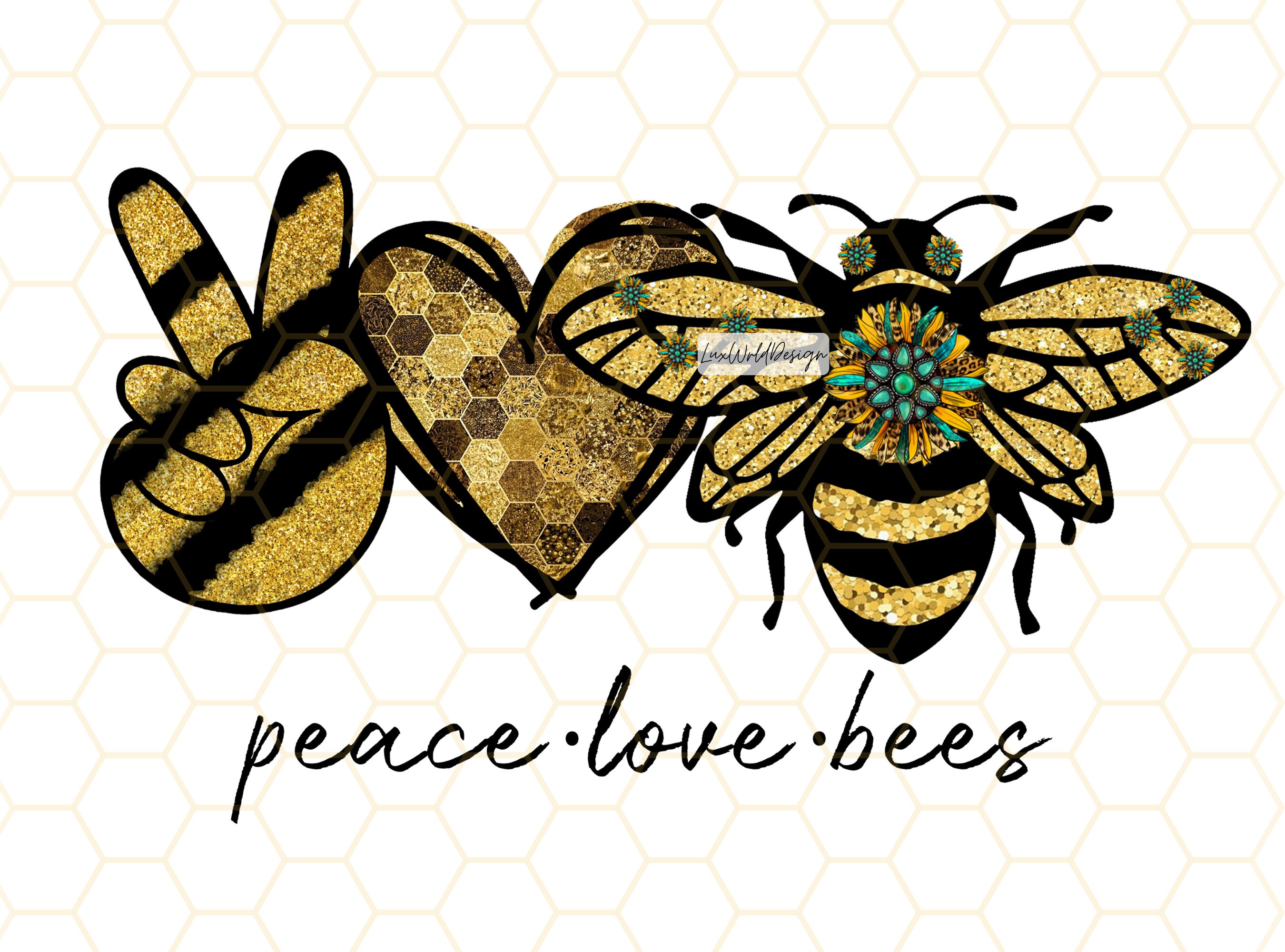 Peace Love Bees Heart PNG Bee png Peace Love png | Inspire Uplift