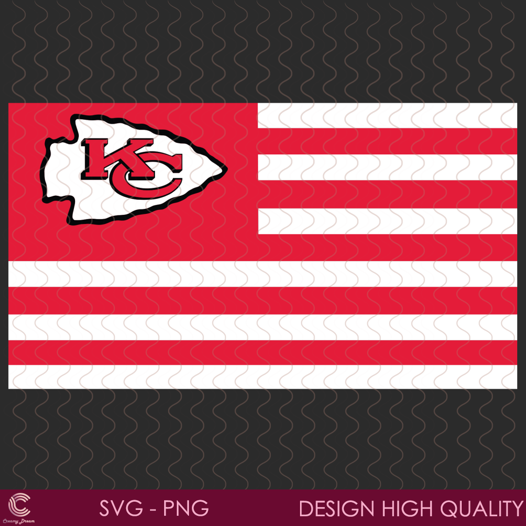 Kansas City Chiefs Flag Svg, Sport Svg, KC American Flag Svg | Inspire ...