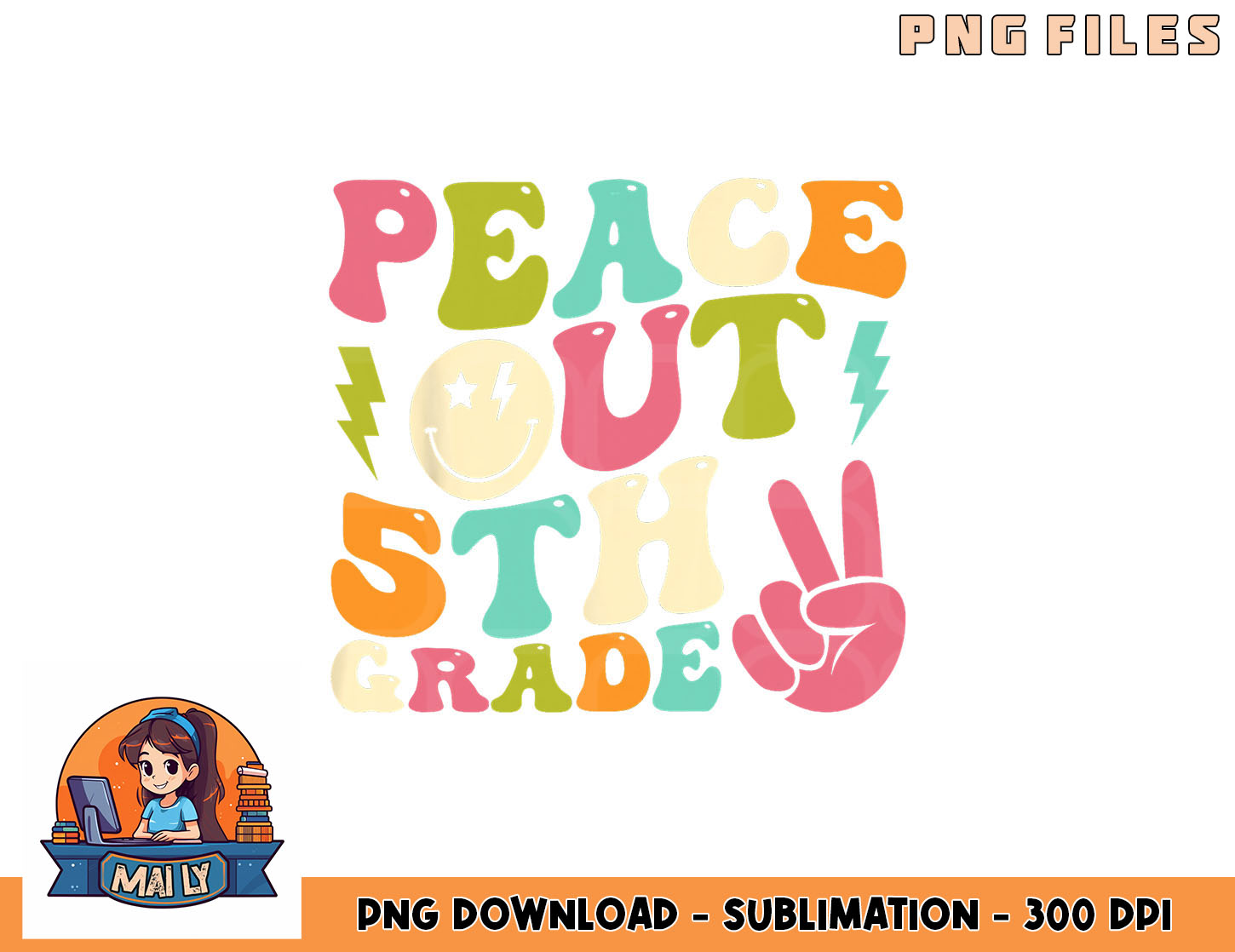 Peace Out 5th Grade Groovy Graduation Last Day of School png - Inspire ...