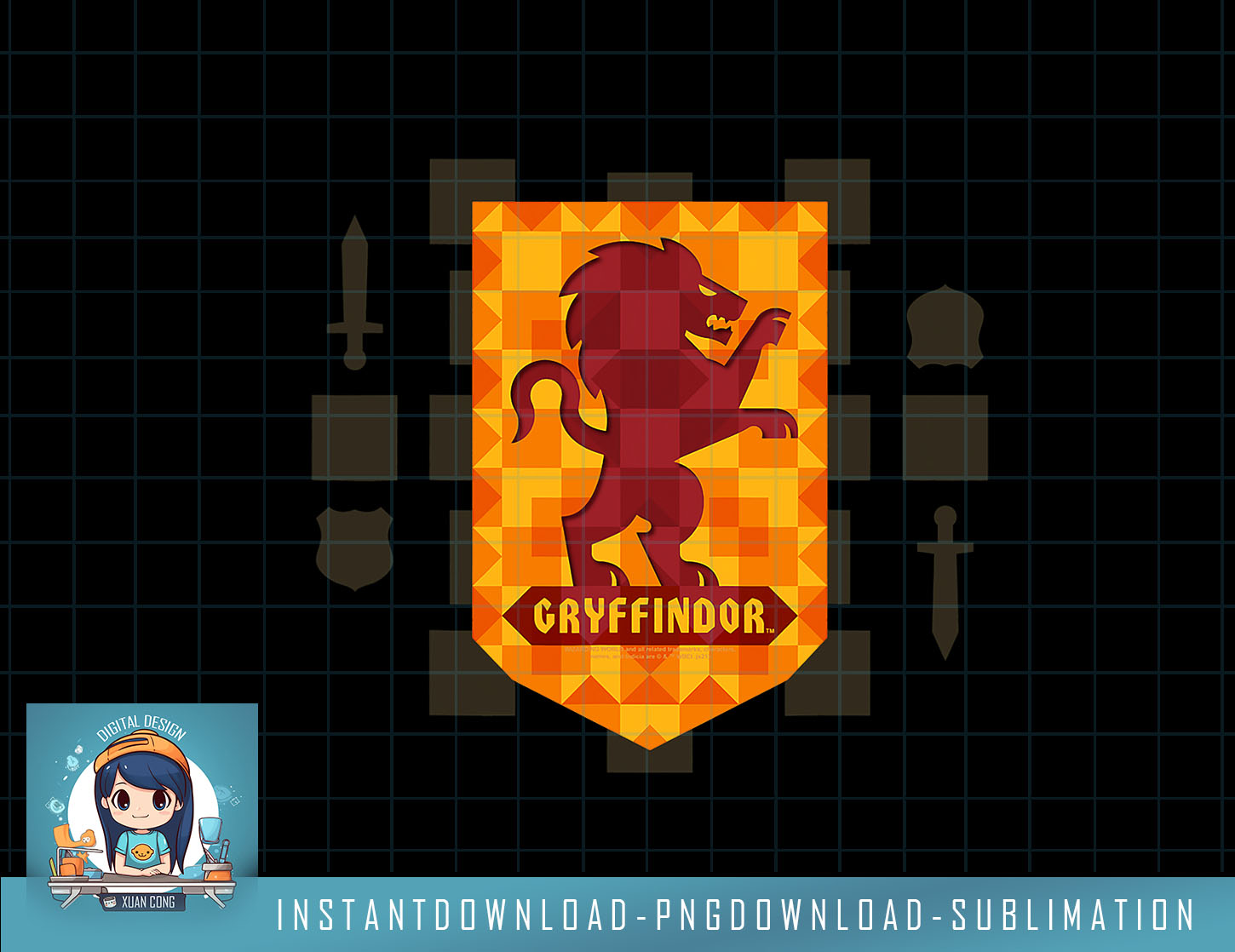 Harry Potter Abstract Gryffindor House Shield png, sublimate | Inspire ...