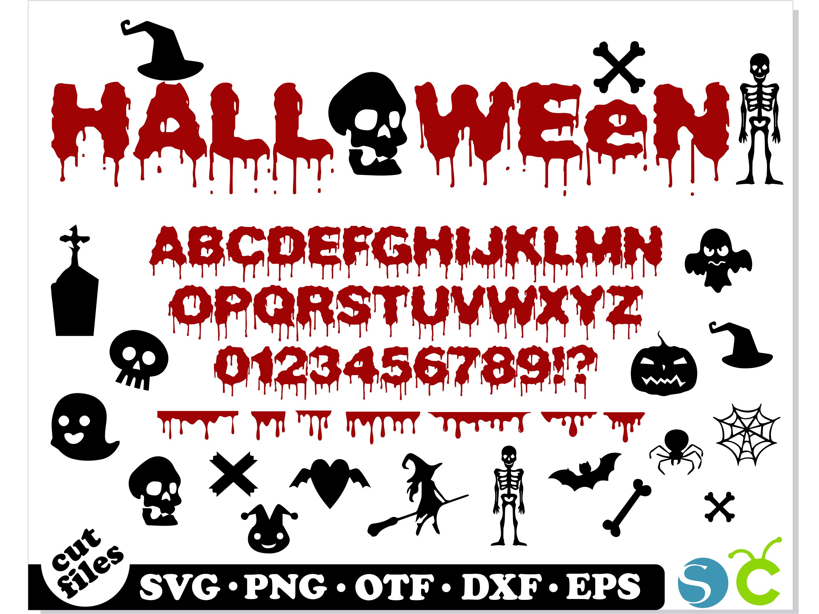 Halloween SVG Bundle, Dripping font svg, Halloween font svg | Inspire ...