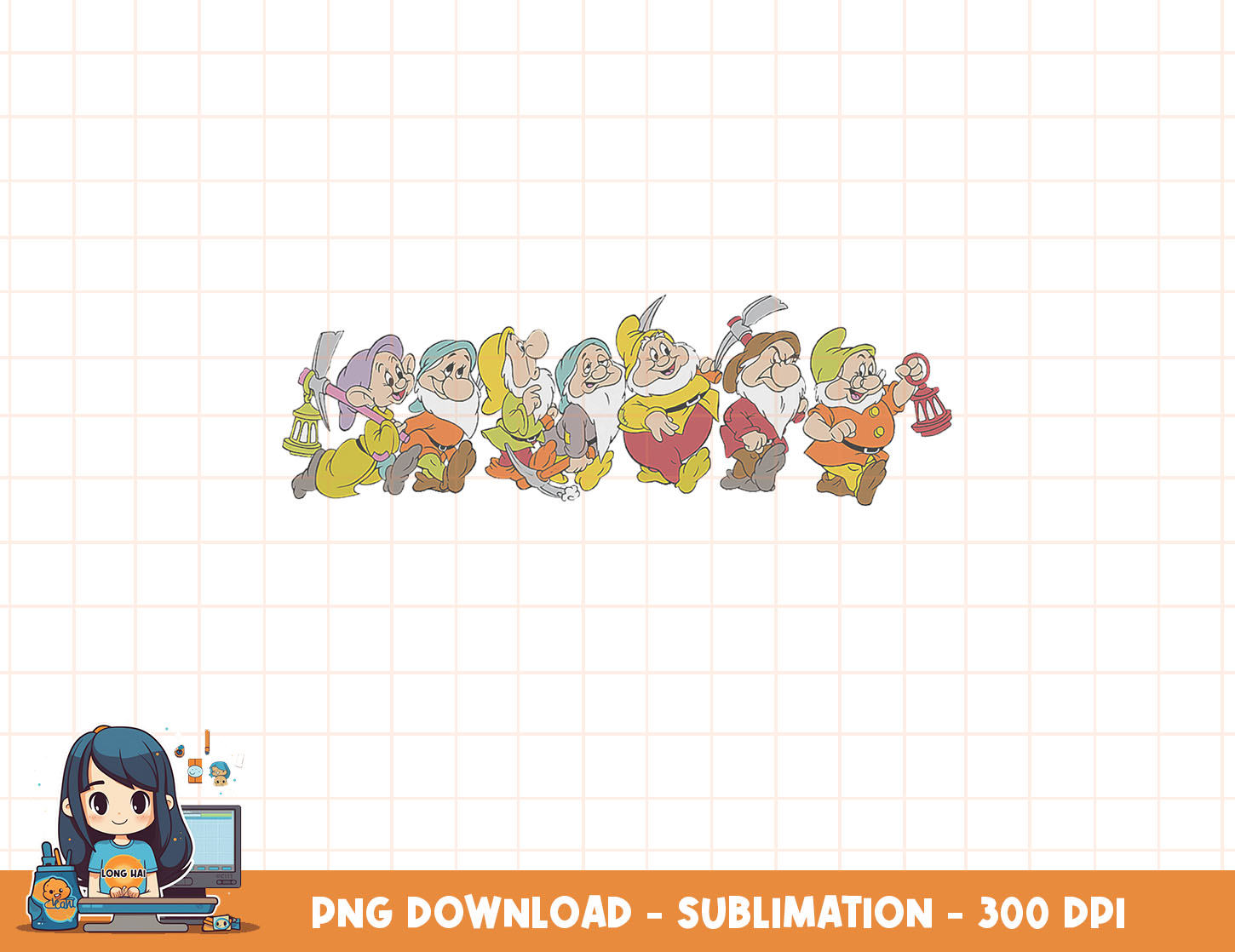 Disney Snow White And The Seven Dwarfs Marching In Line png, - Inspire ...
