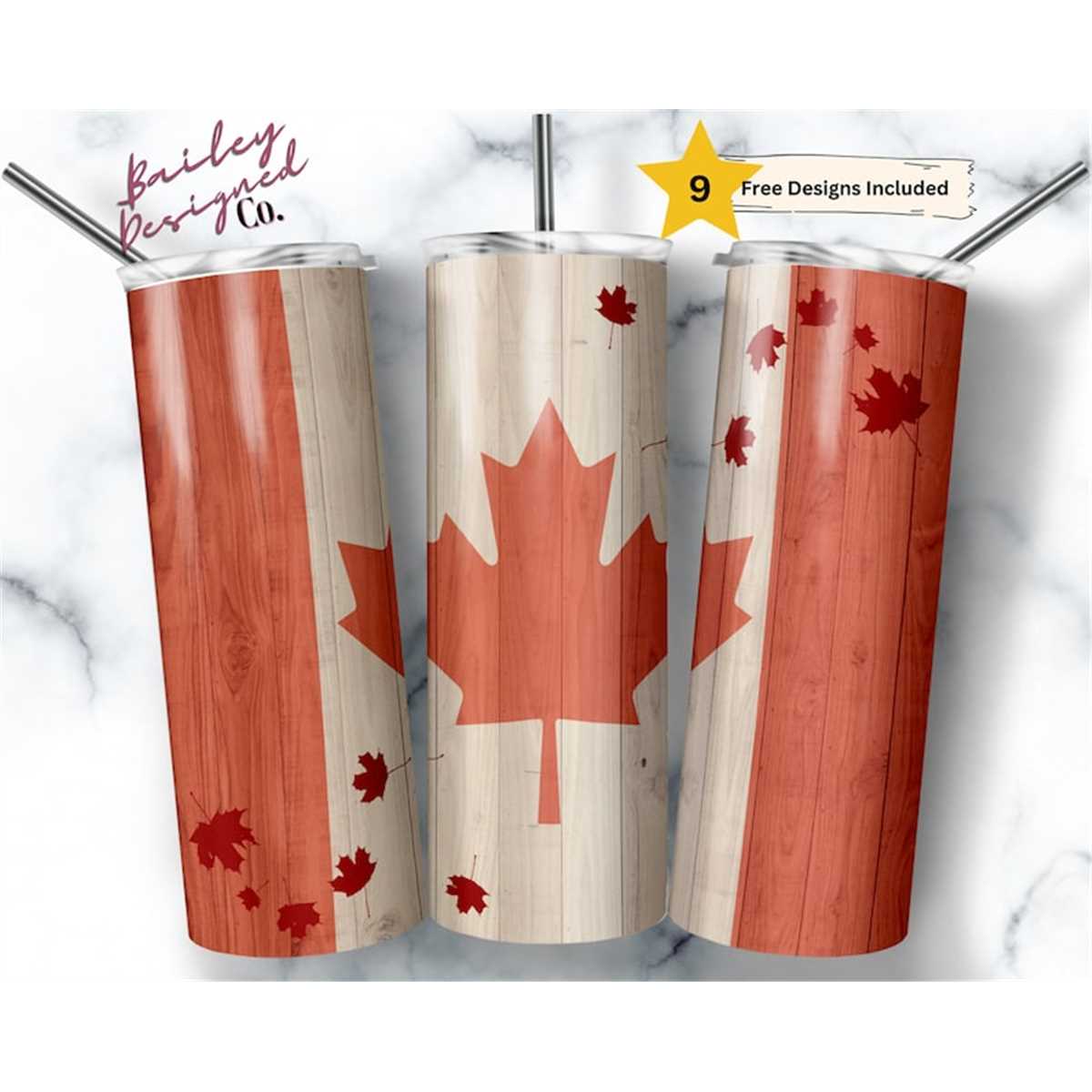 Canadian Maple Leaf 20 oz Skinny Tumbler Sublimation Design - Inspire Uplift