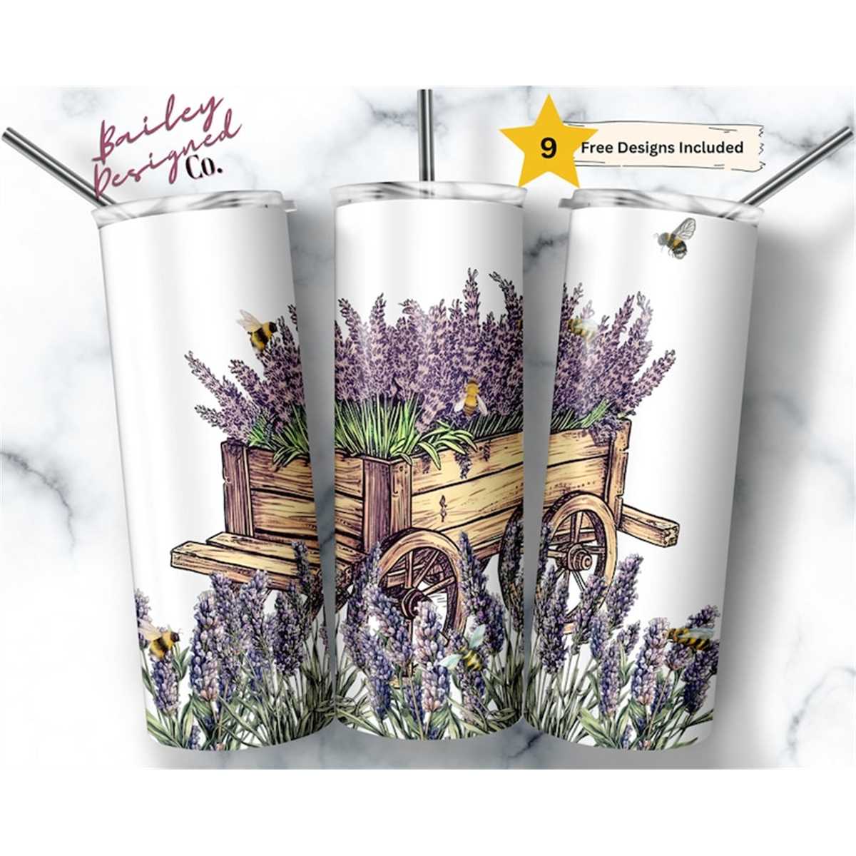 Lavender 20 oz Skinny Tumbler Sublimation Design Digital Dow | Inspire ...