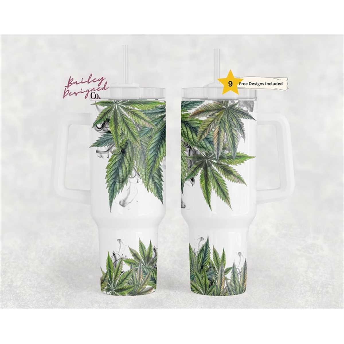 Pot Leaves 40oz Tumbler Wrap - PNG Tumbler Design Sublimatio | Inspire ...