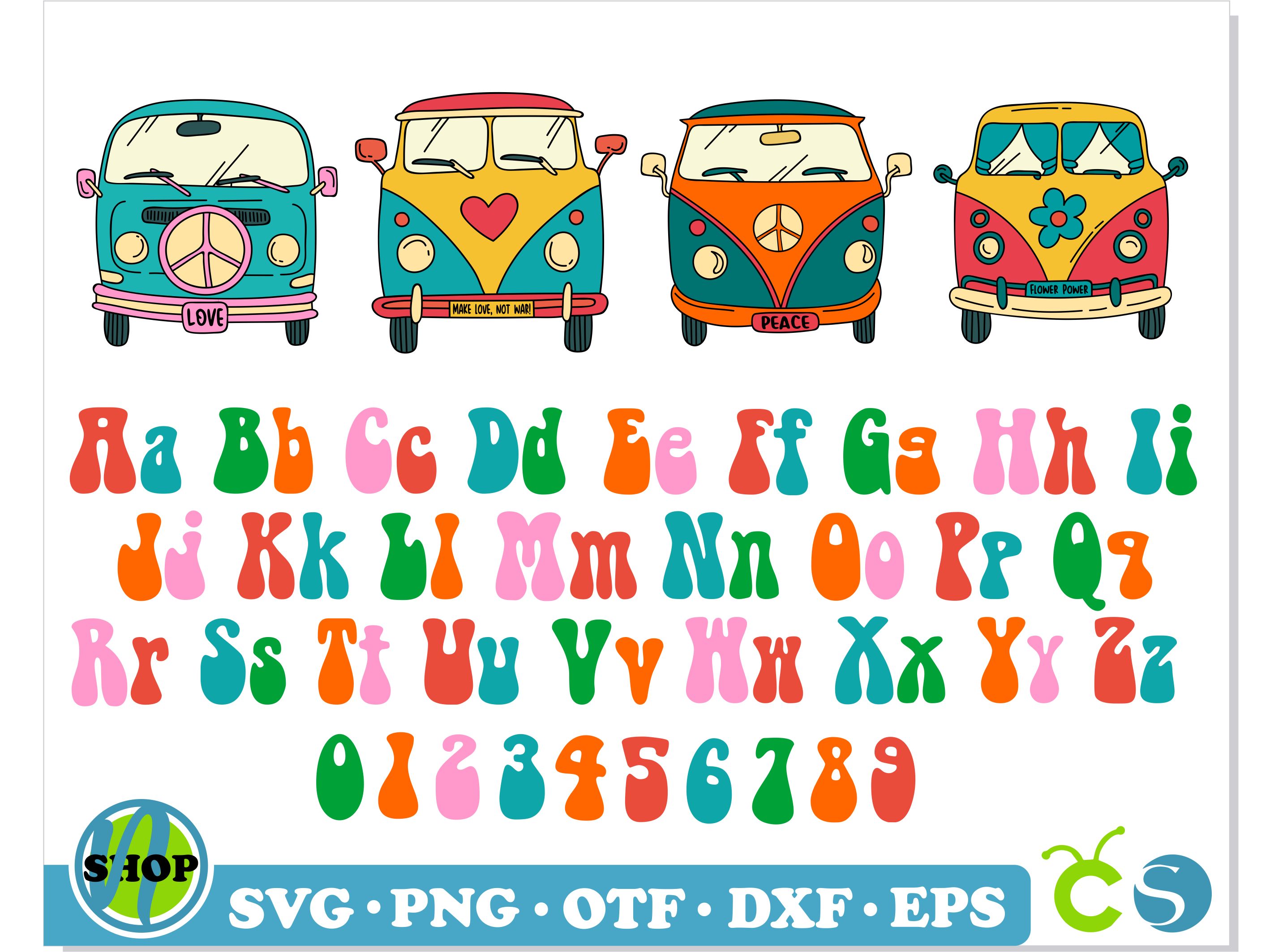 Hippie SVG Bundle | Hippie Font SVG Cricut, Hippie Font OTF, | Inspire ...