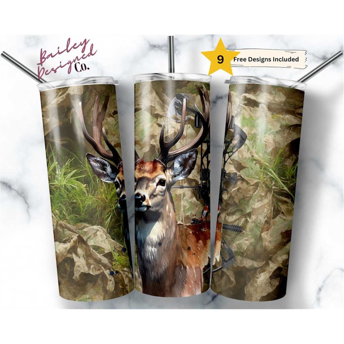 Deer Bow Hunting 20 oz Skinny Tumbler Sublimation Design Dig | Inspire ...