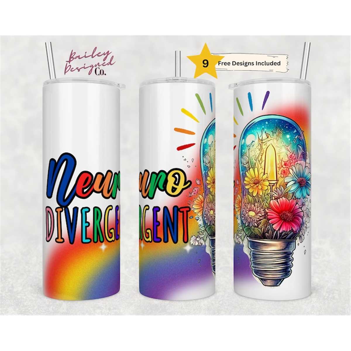 Neurodivergent 20 oz Skinny Tumbler Sublimation Design Digit - Inspire ...