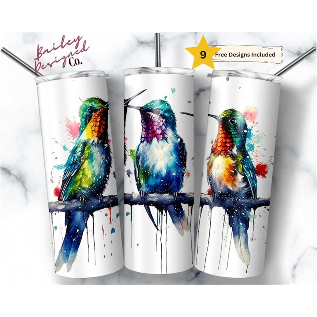 Neon Rainbow Hummingbirds 20 oz Skinny Tumbler Sublimation D - Inspire ...