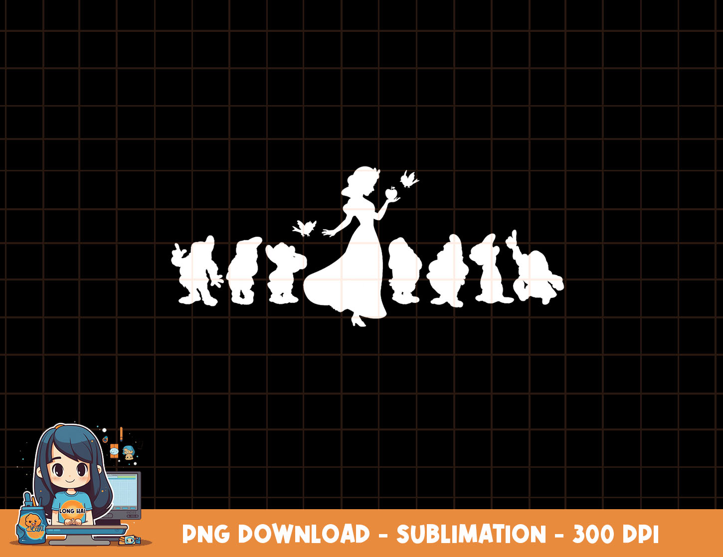 Disney Snow White and The Seven Dwarfs White Silhouette png, | Inspire Uplift