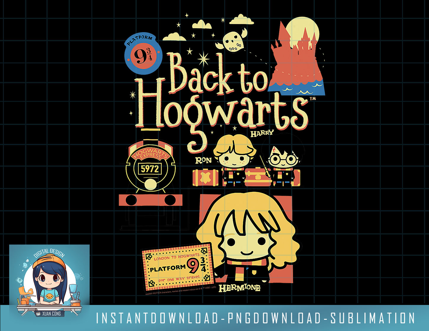 Harry Potter Chibi Back To Hogwarts png, sublimate, digital - Inspire ...