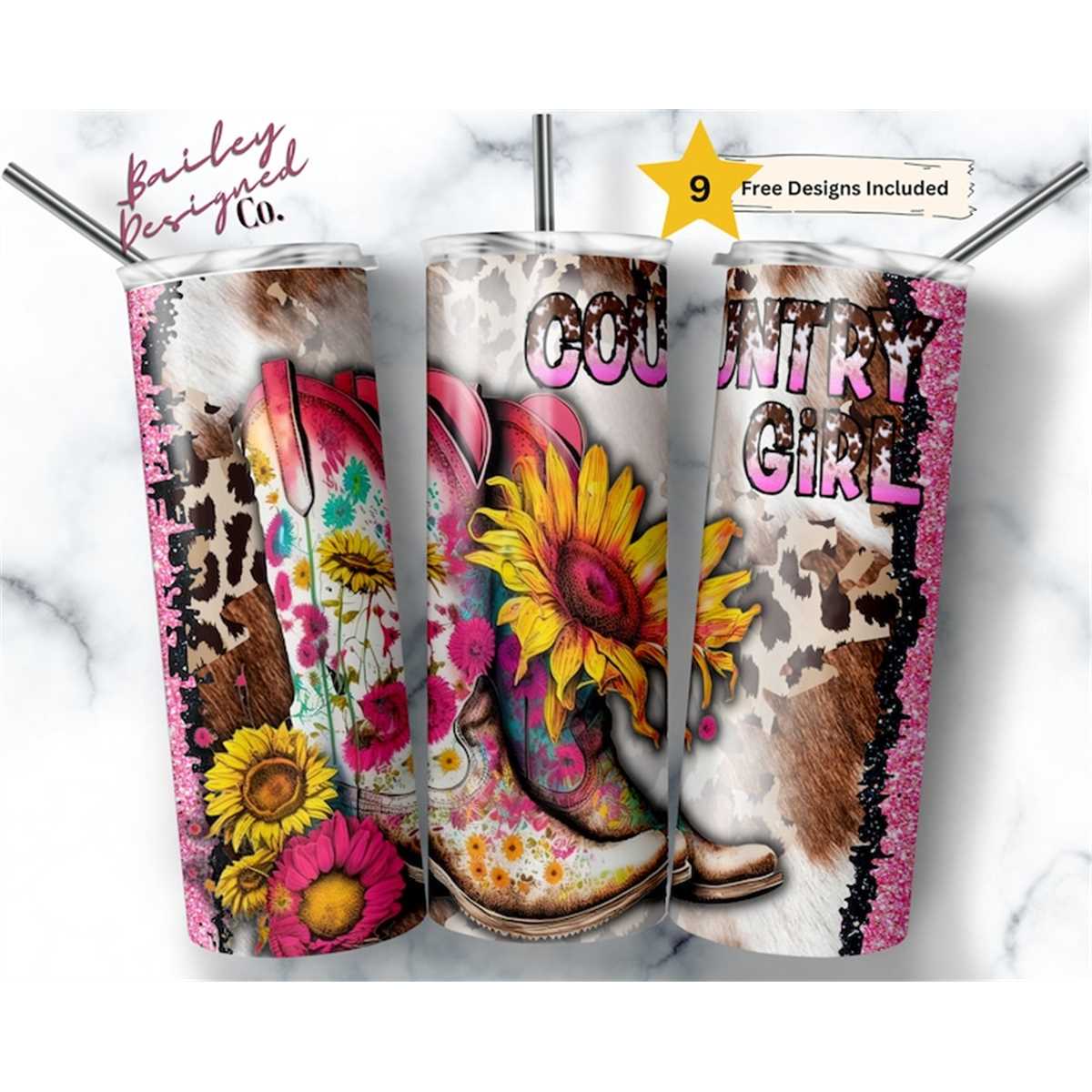 Country Girl 20 oz Skinny Tumbler Sublimation Design Digital | Inspire ...