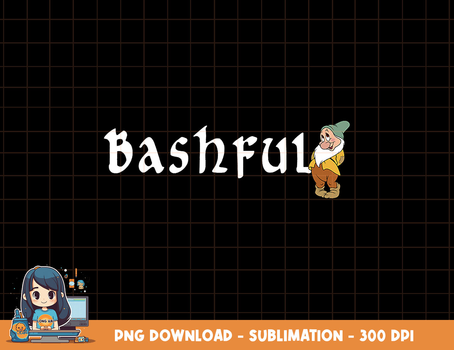Disney Snow White Bashful Standing With Name Banner png, sub | Inspire ...