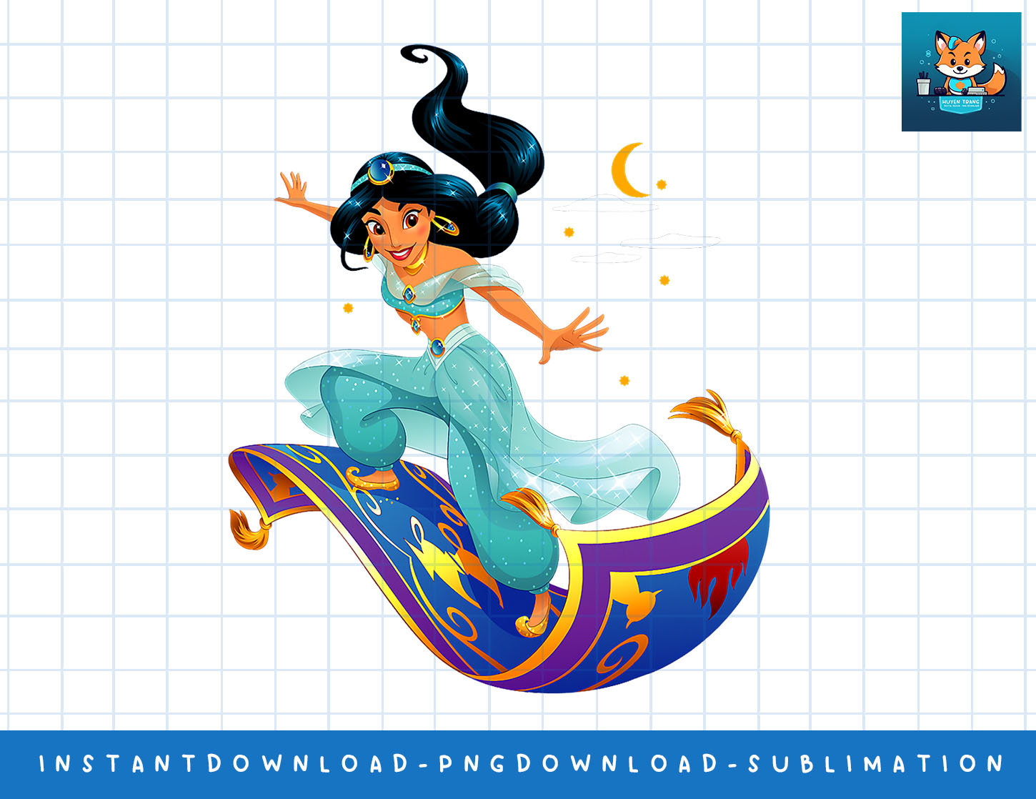 Disney Aladdin Princess Jasmine Magic Carpet Pose png, subli | Inspire Uplift