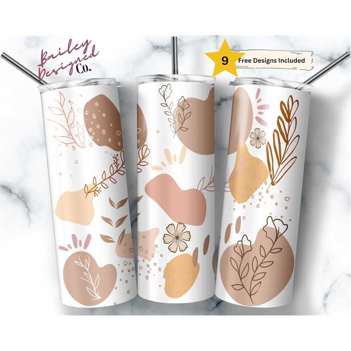 Blank Boho Abstract Shapes 20 oz Skinny Tumbler Sublimation | Inspire ...