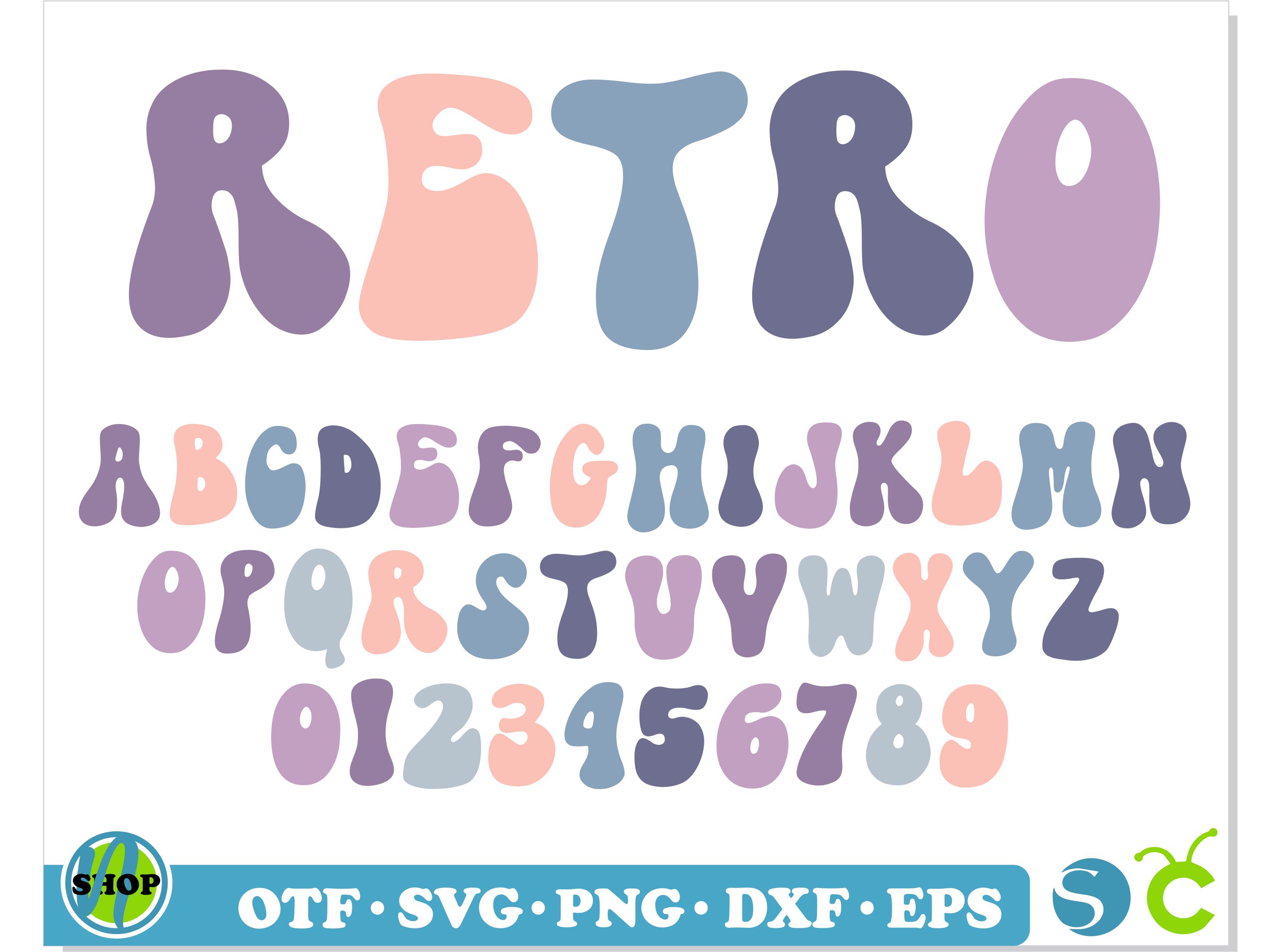 Retro font otf, Retro Font svg png, Hippie font svg png, Hip | Inspire ...