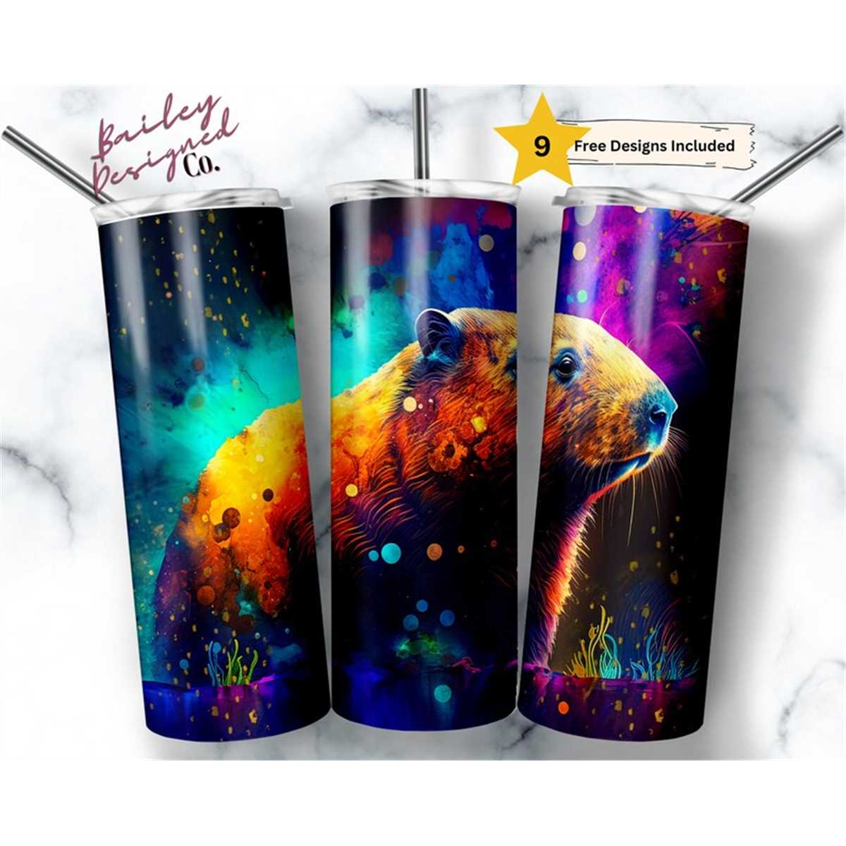 Alcohol Ink Capybara 20 oz Skinny Tumbler Sublimation Desig - Inspire ...