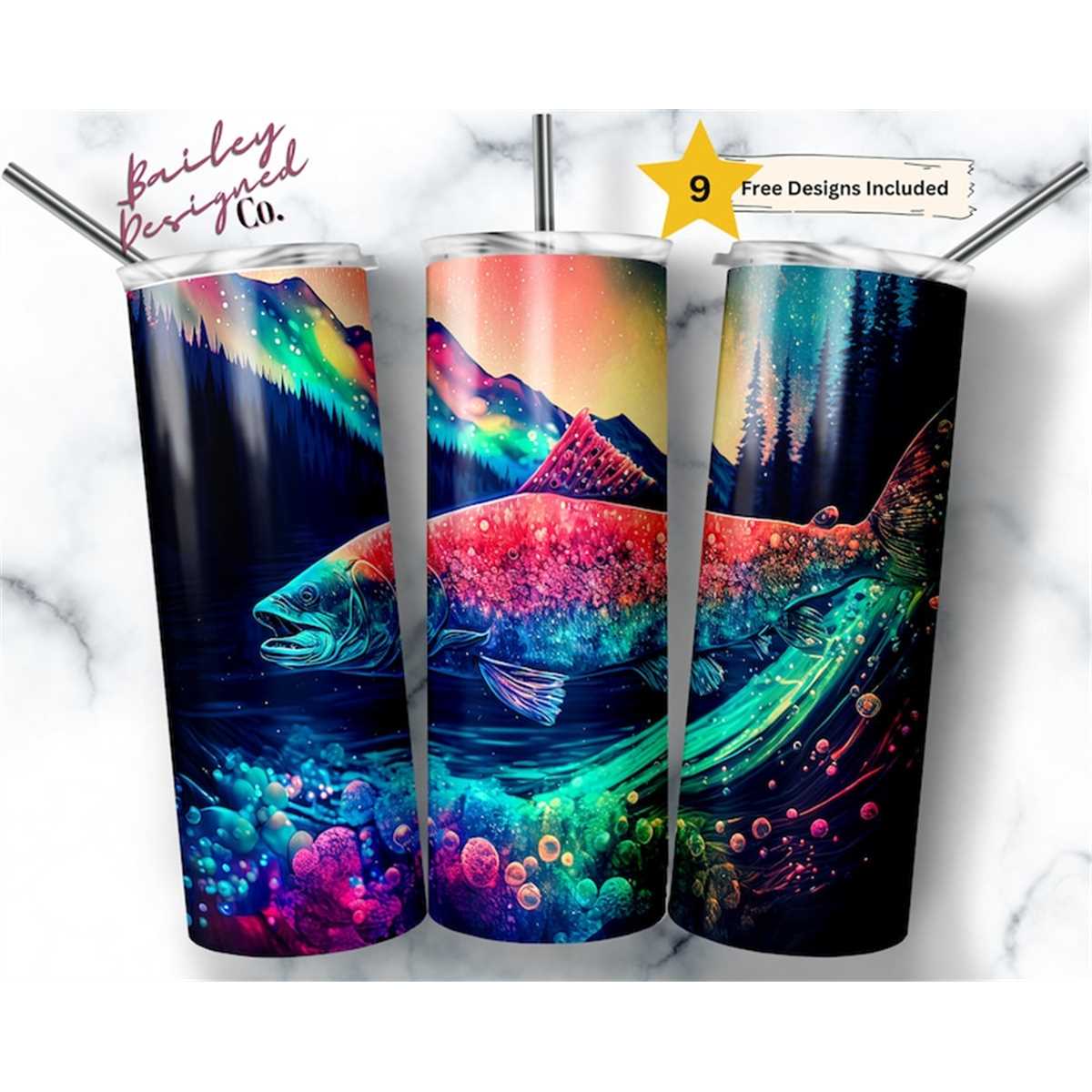 Alcohol Ink Salmon Fish 20 oz Skinny Tumbler Sublimation Des | Inspire ...