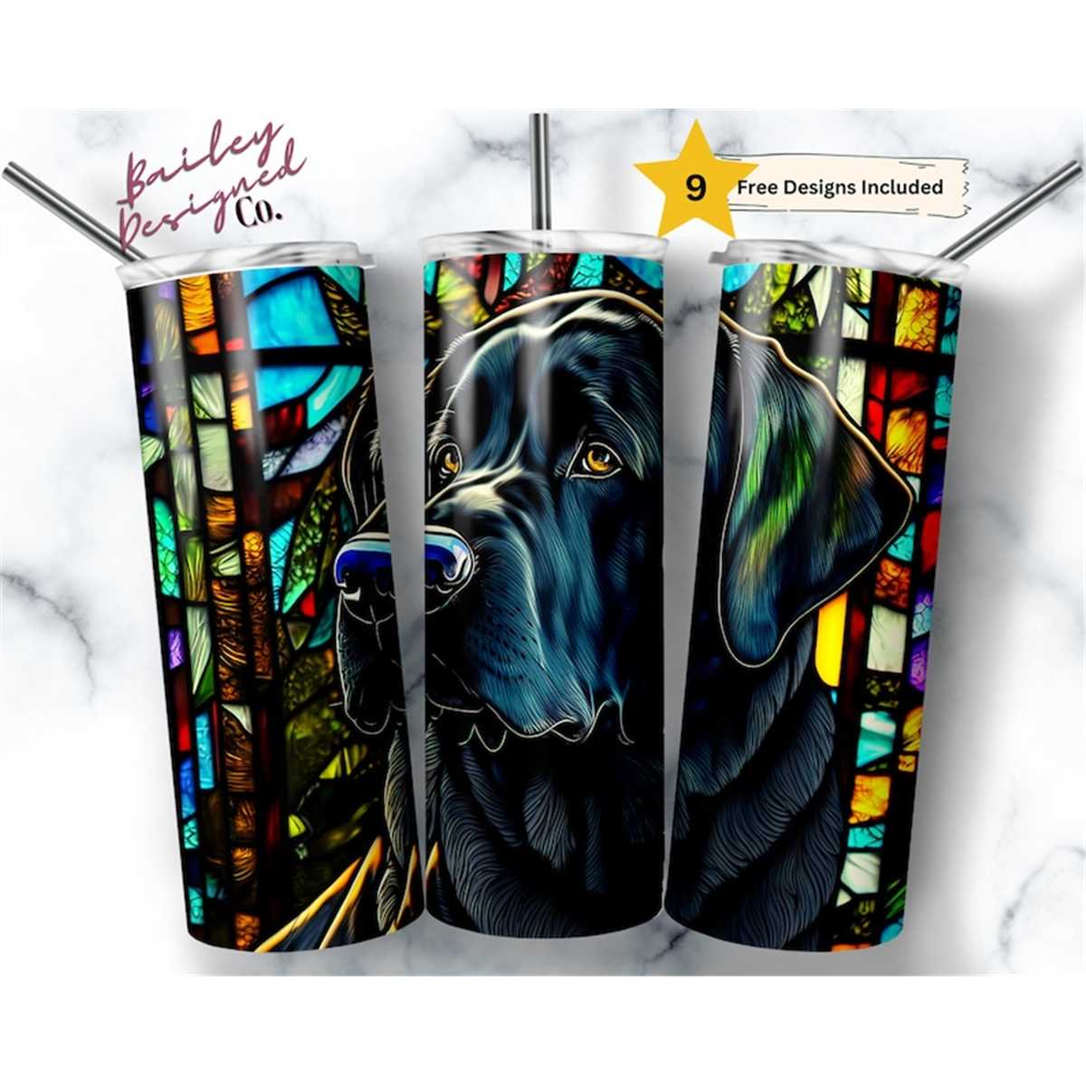 Stained Glass Black Lab 20 oz Skinny Tumbler Sublimation Des - Inspire ...