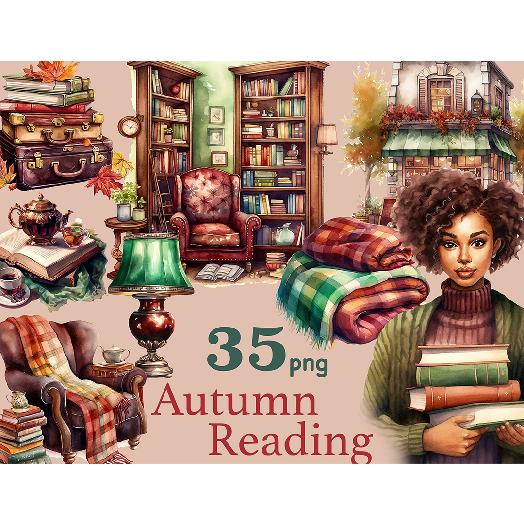 Reading Clipart | Autumn Vibes Graphics - Inspire Uplift
