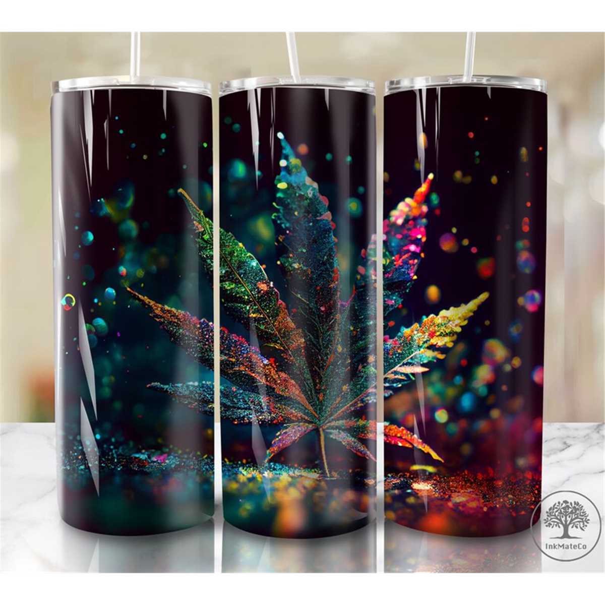20oz Skinny Tumbler Sublimation Design, Schedelic Weed Leaf | Inspire ...