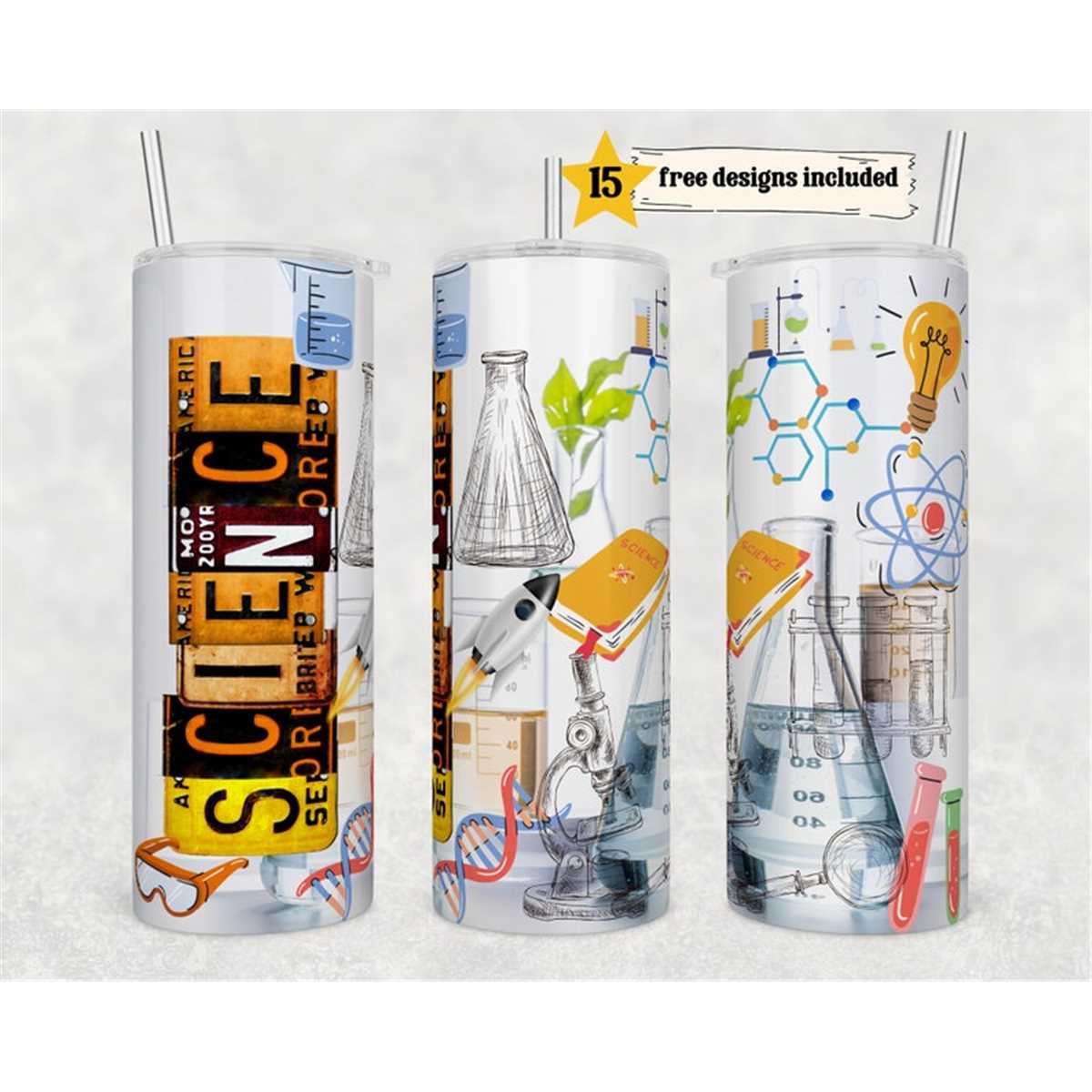 Science 20 oz Skinny Tumbler Sublimation Design Wrap Design - Inspire ...